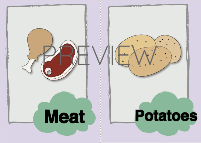 Meat and Potatoes Flashcard | Gru Languages