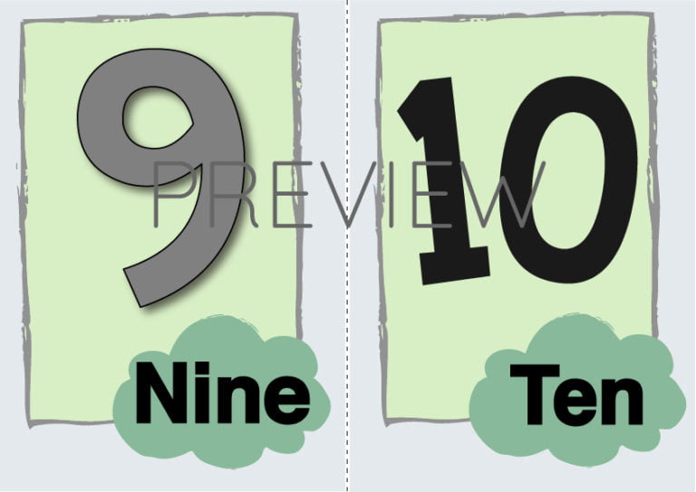 Nine and Ten Flashcard | Gru Languages