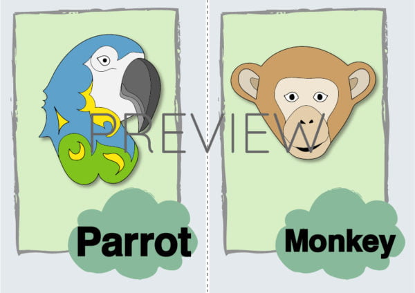 Parrot and Monkey Flashcard | Gru Languages