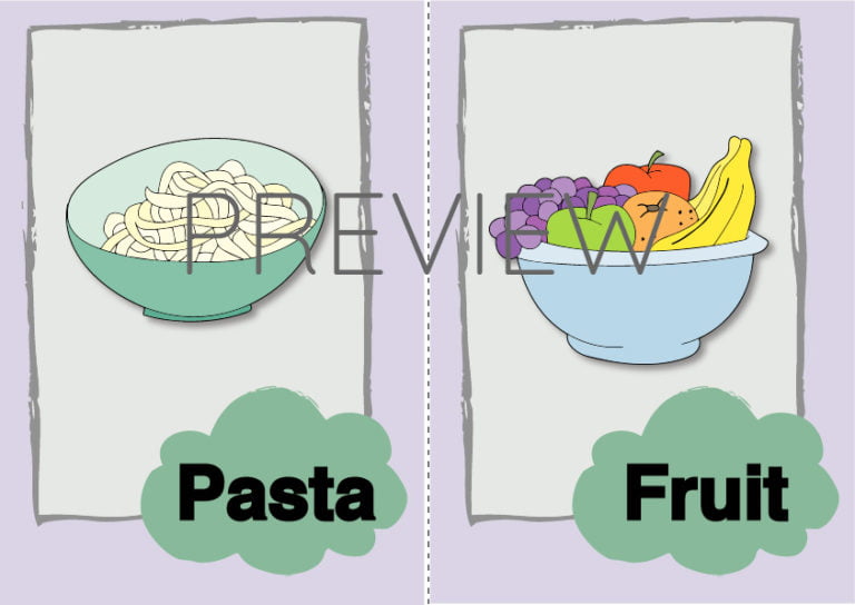 Pasta and Fruit Flashcard | Gru Languages