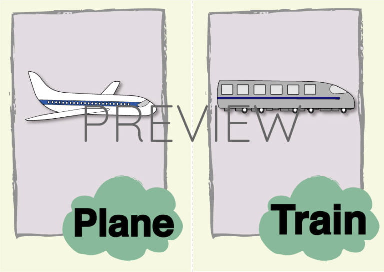 Plane and Train Flashcard | Gru Languages