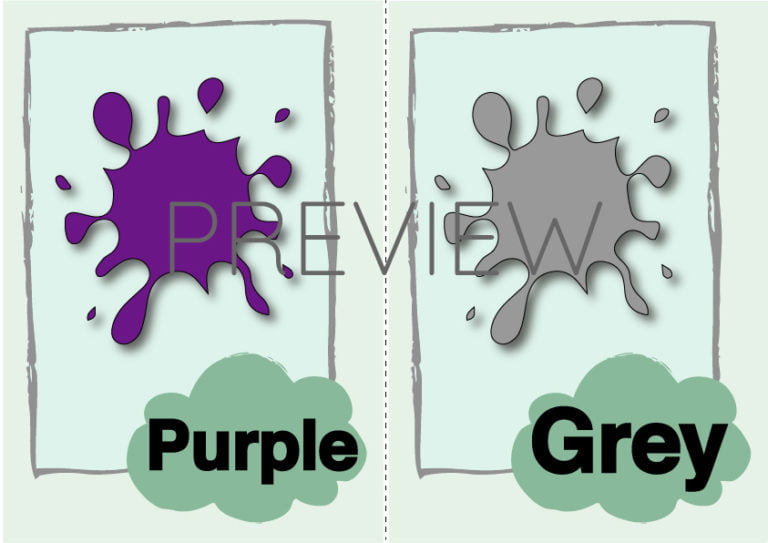 Purple and Grey Flashcard | Gru Languages