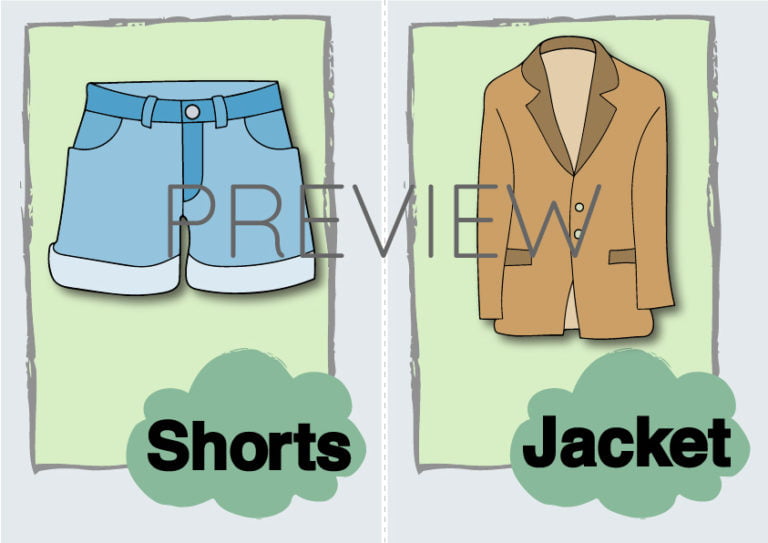 Shorts and Jacket Flashcard | Gru Languages