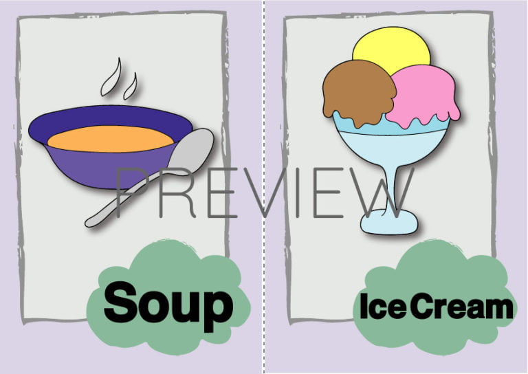 Soup and Ice Cream Flashcard | Gru Languages