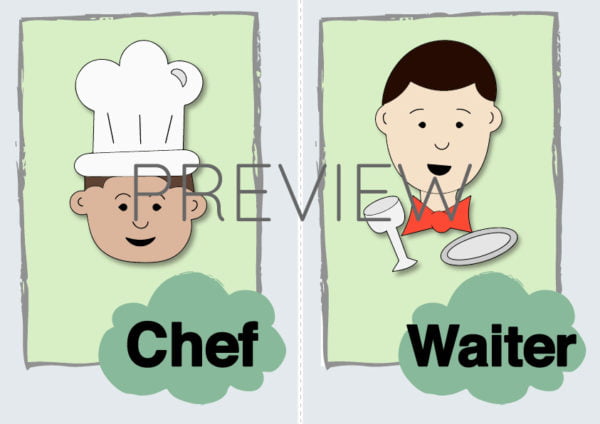 Chef and Waiter Flashcard | Gru Languages