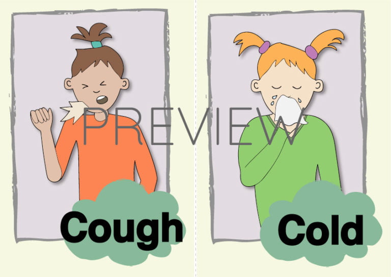 Cough and Cold Flashcard | Gru Languages
