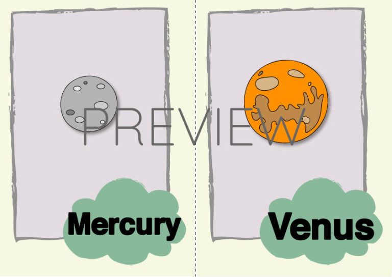 Mercury and Venus Flashcard | Gru Languages