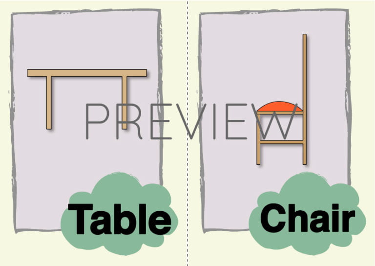 Table and Chair Flashcard | Gru Languages