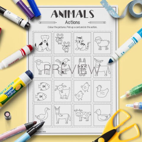 Animals | Action Cards | Fun ESL Activity for Children