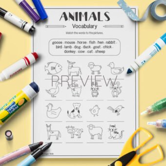 Animals | Fun ESL Vocabulary Worksheet for Children