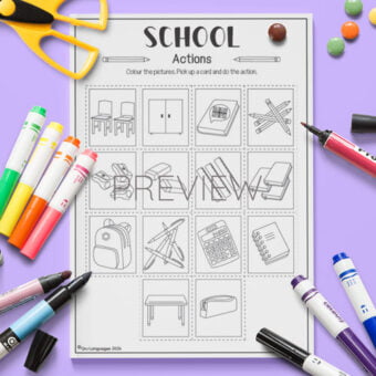 School | Action Cards | Fun ESL Activity for Children