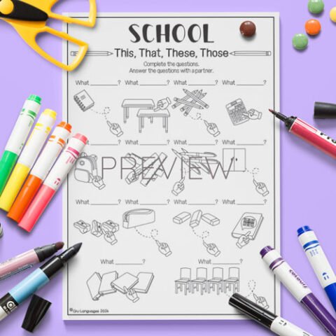 School | This That These Those | ESL Worksheet for Kids