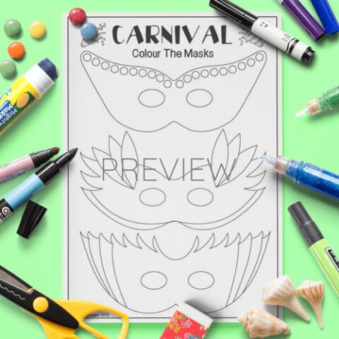 Carnival | Colour the Masks Activity for Children