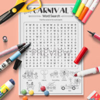 Carnival | Word Search | Fun Worksheet For Children