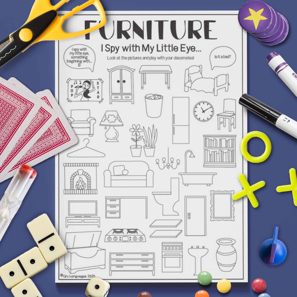 Furniture | I Spy Game for Children | Gru Languages
