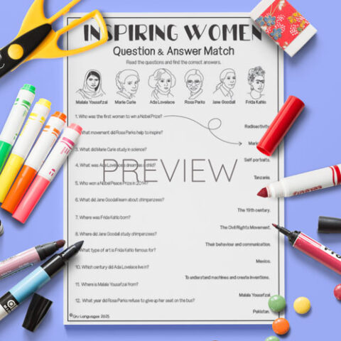 Inspiring Women | Question & Answer Match | Worksheet