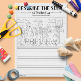 Bus Stop | Describe The Scene Activity | PDF Worksheet