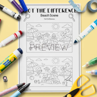 Beach | Spot The Difference | Fun Worksheet for Children