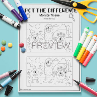 Monsters | Spot The Difference | Fun Worksheet for Children