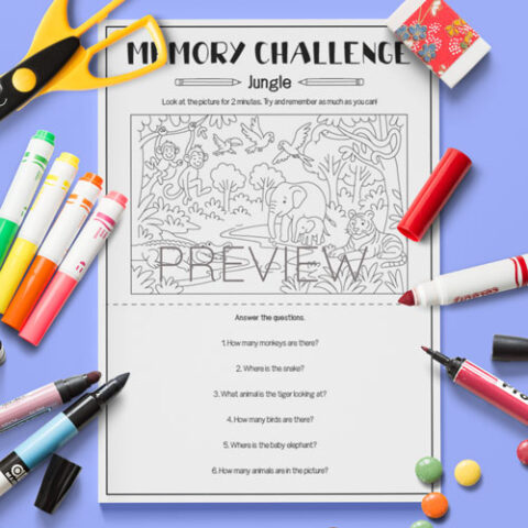 Jungle | Memory Challenge Activity | PDF Worksheet